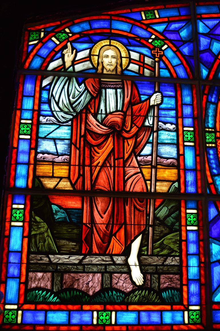 Antique 3 Panel Set of Christ Stained Glass Windows - King Richards