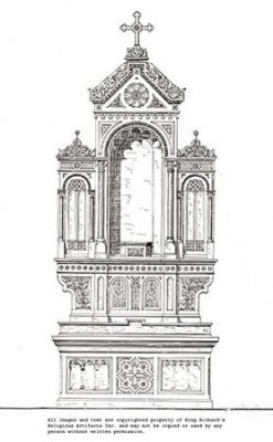 New Carved Wood Romanesque Altar-Reredos - King Richards