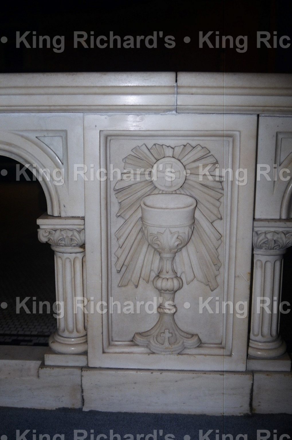 Romanesque Marble Altar Railing with High Relief Panels - King Richards