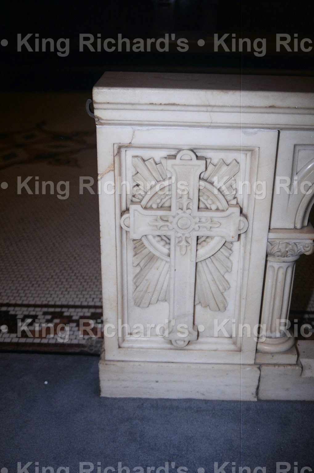 Romanesque Marble Altar Railing with High Relief Panels - King Richards