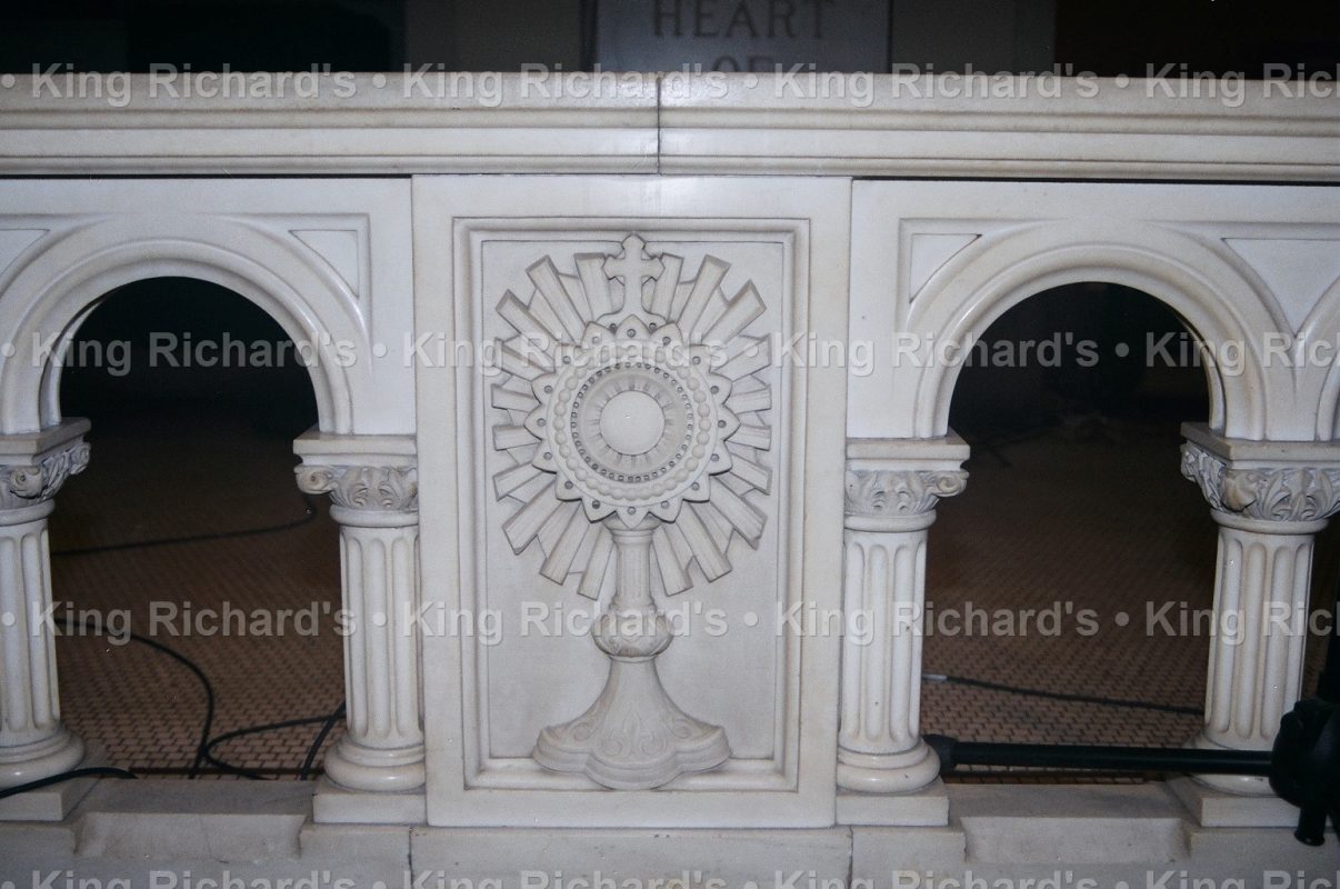 Romanesque Marble Altar Railing with High Relief Panels - King Richards
