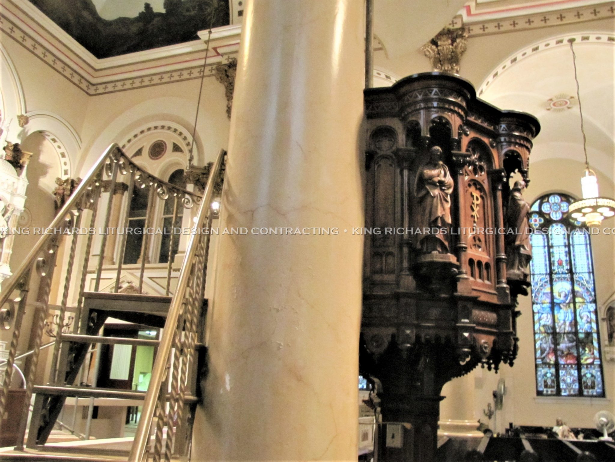 Hand Carved Wood Pulpit with Four Evangelists - King Richards